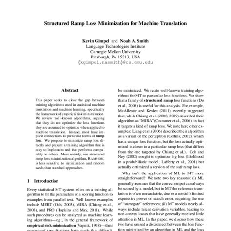 Structured Ramp Loss Minimization For Machine Translation Acl Anthology