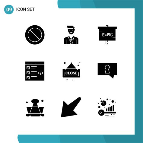 Pack Of 9 Modern Solid Glyphs Signs And Symbols For Web Print Media