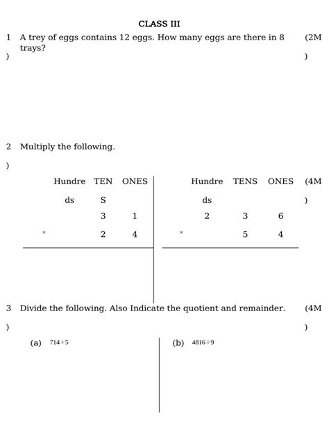 Class 3 Practice Worksheet Pdf