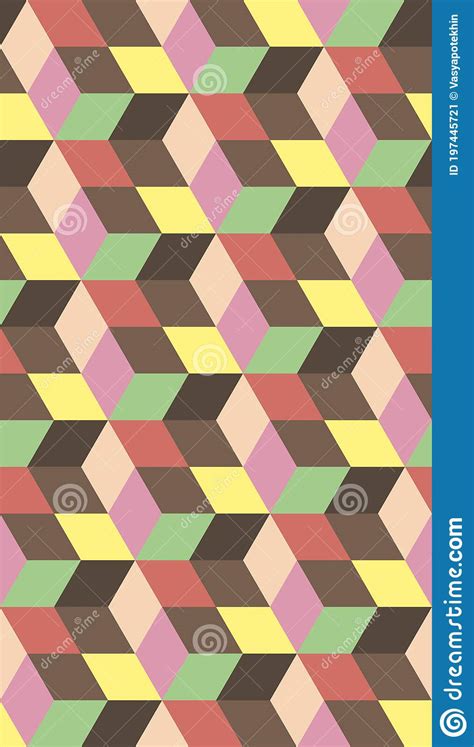 Fully Seamless Abstract Cube Pattern Multicolored Geometric 3d Vector