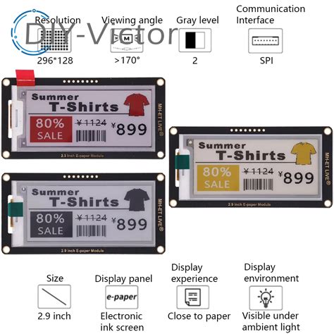 Tela E Módulo De E Ink Eink De 29 Polegadas Suporte Para Arduino Uno