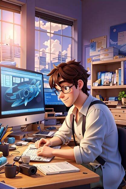 Premium Ai Image 3d Illustration Of A Man Working On The Computer