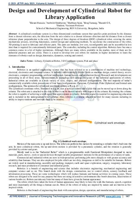 Pdf Design And Development Of Cylindrical Robot For Library