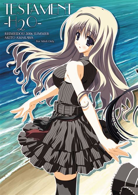 Safebooru 1girl Amakawa Akito Beach Blonde Hair Blue Eyes Cover Cover