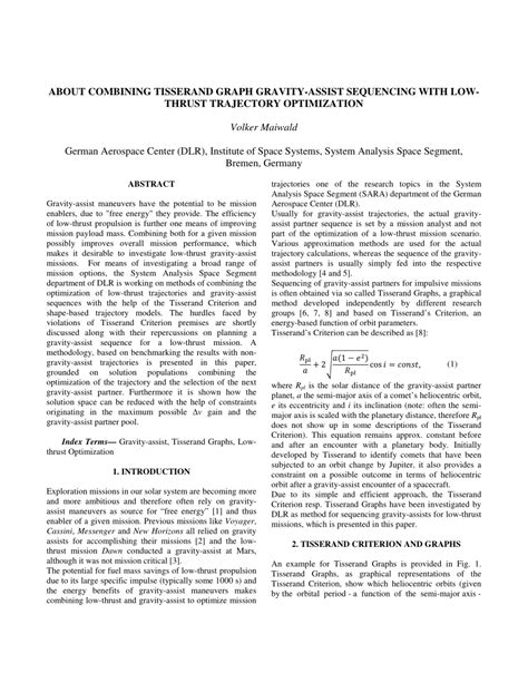 Pdf About Combining Tisserand Graph Gravity Assist Sequencing With Low Thrust Trajectory