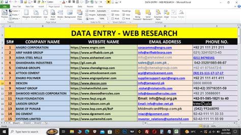 Do Excel Data Entry Worksheet And Web Research By Abdulrehman7710 Fiverr