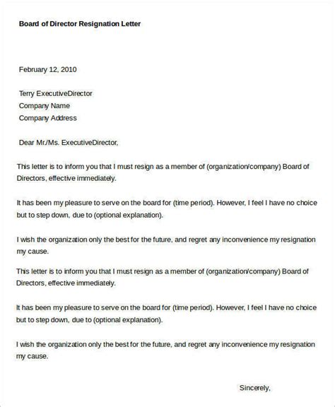 Sample Director Resignation Letters 14 Free Sample Example Format