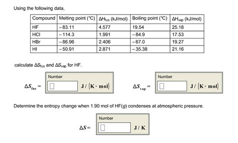 solved using the following data calculate delta s fus and