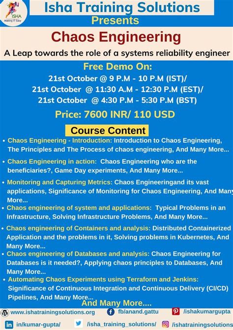 Chaos Engineering Training Batch Starting Soon