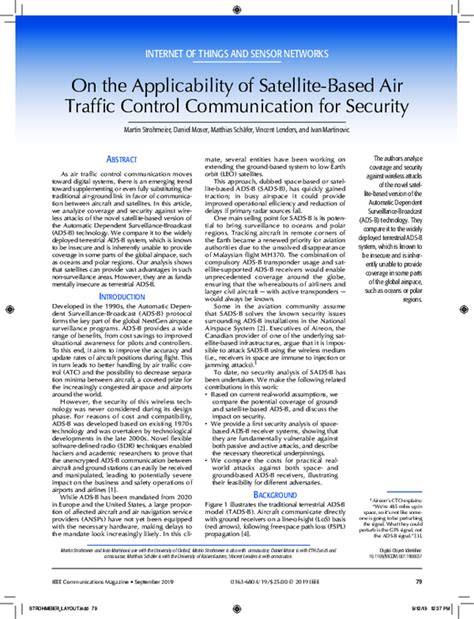 Pdf On The Applicability Of Satellite Based Air Traffic Control Communication For Security