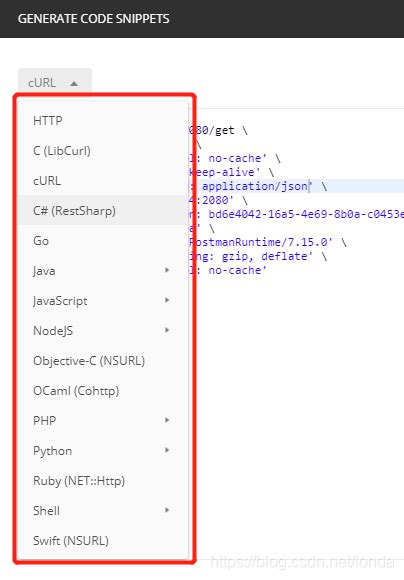 Postman 中 将操作 反向生成 Curl 命令postman反向生成代码 Csdn博客