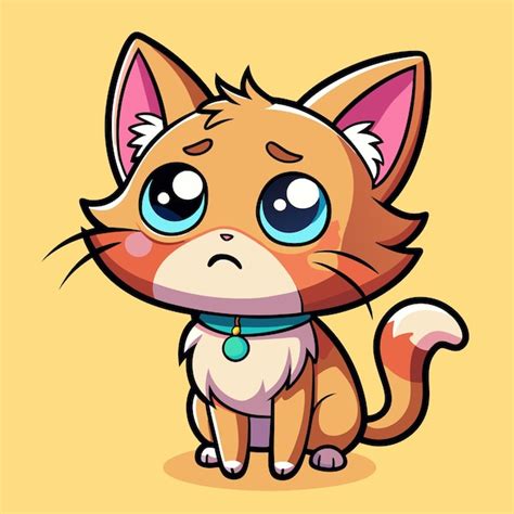 Cute Cat Crying With Tears Streaming Down Cartoon Vector Premium Ai Generated Vector
