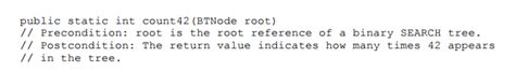 solved public static int count42 btnode
