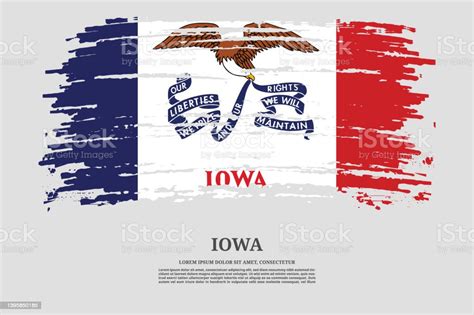 브러시 스트로크 효과와 정보 텍스트 포스터 벡터와 아이오와 플래그 공휴일에 대한 스톡 벡터 아트 및 기타 이미지 공휴일