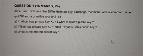 Solved QUESTION MARKS P Alice And Bob Use The Chegg Com