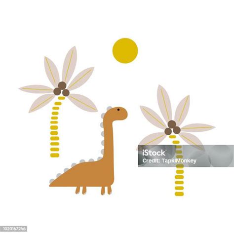 귀여운 디노와 팜 트리 벡터 일러스트 레이 션 아이 들을 위한 0명에 대한 스톡 벡터 아트 및 기타 이미지 0명 공룡 귀여운 Istock