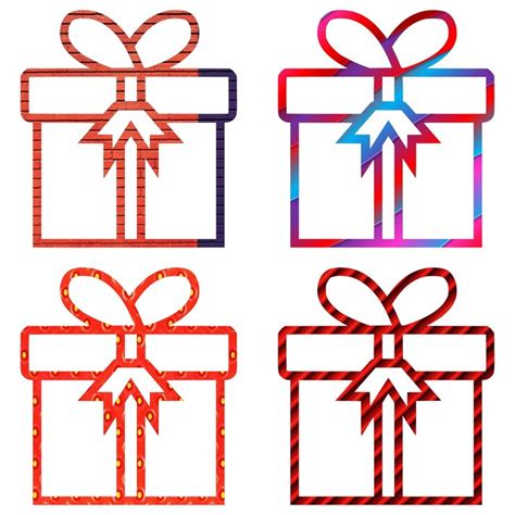 Premium Vector A Set Of Four Presents With A Red Border And A Blue