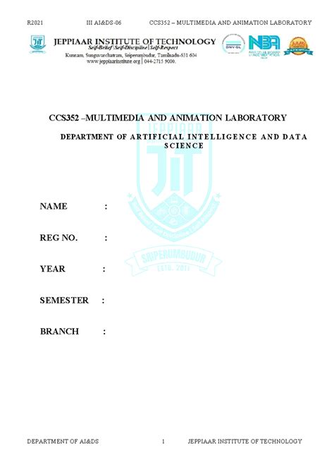 Ma Lab Manual Ma Lab Ccs352 Multimedia And Animation Laboratory
