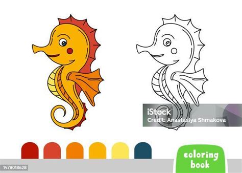 아이 들을 위한 색칠하기 책 해마 페이지 책 잡지 벡터 일러스트 레이 션 템플릿 교육에 대한 스톡 벡터 아트 및 기타 이미지 교육 귀여운 그리기 Istock