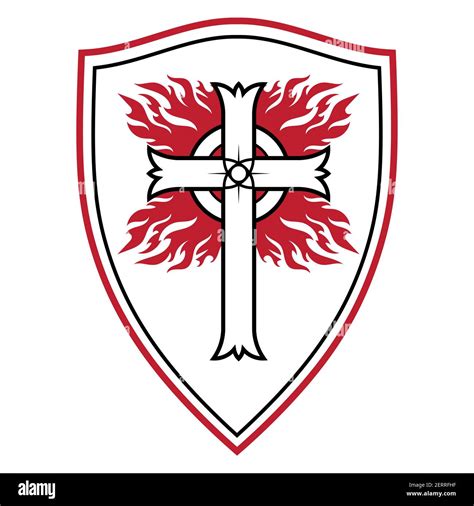 Knightly Design Crusader Knight Shield With Flaming Cross Stock Vector Image And Art Alamy