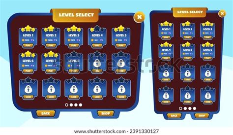 level selection screen game ui game stock vector royalty free