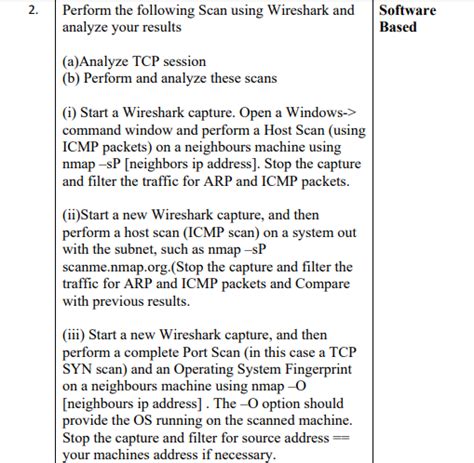 Solved Perform The Following Scan Using Wireshark And