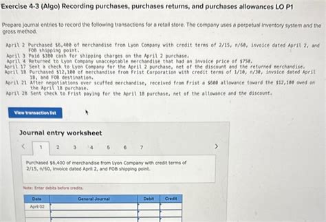 Solved Exercise 4 3 Algo Recording Purchases Purchases