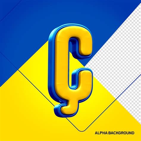 Alfabeto Amarillo Con Letra C Cedilla 3d Azul Archivo Psd Gratis