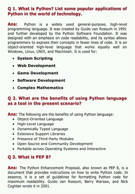 Python Important Questions And Answers Part 1 Short Vedio