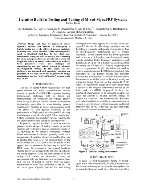 Pdf Iterative Built In Testing And Tuning Of Mixed Signalrf Systems