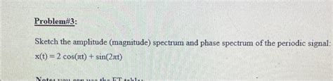 Solved Sketch The Amplitude Magnitude Spectrum And Phase Chegg
