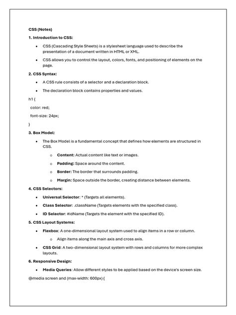 Css Notes Pdf Css Notes Pdf