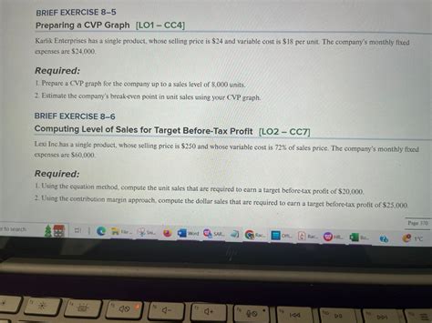 Solved BRIEF EXERCISE 8 5 Preparing A CVP Graph LO1 CC4 Chegg Com