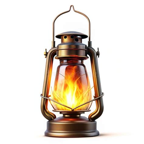 floating glowing lantern with animated flame effect isolated on white