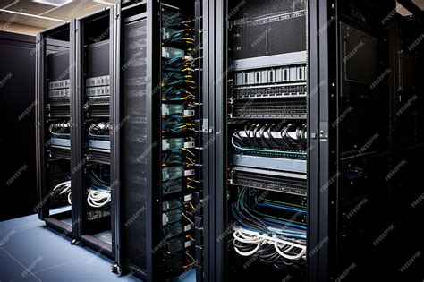 Close Up Of Server Rack Mounted Environmental Monitoring Sensors Premium Ai Generated Image