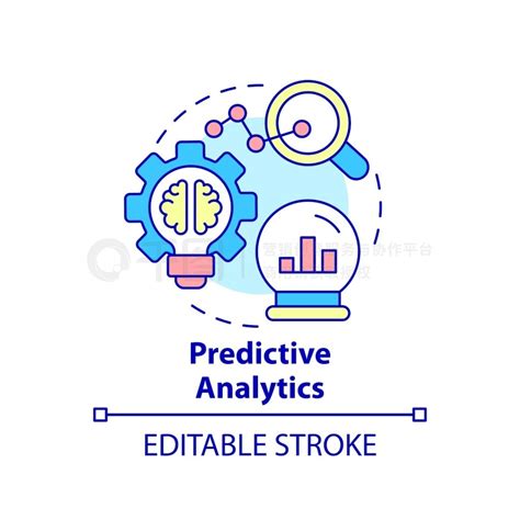 插图网页ui 预测分析概念图标。自动化数据分析抽象思想细线插图。预测未来趋势。孤立的轮廓图。可编辑的笔划。使用 Arial、myriad Pro Bold 字体。预测分析概念图标 模板免费下载