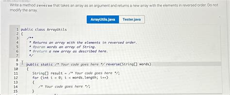 Solved Write A Method Reverse That Takes An Array As An