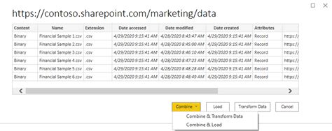 power bi combine multiple excel files from sharepoint folder catalog