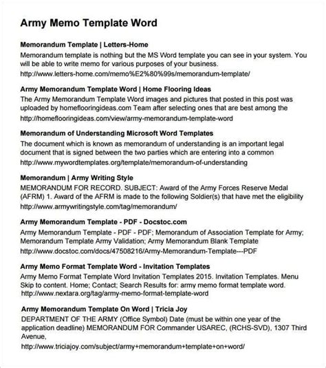 Army Memorandum Template Memorandum Template Memo Template Word Template