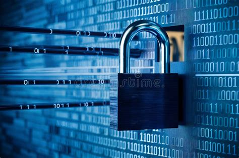 Blue Binary Code Backdrop With Open Padlock Indicating A Security Breach Stock Illustration