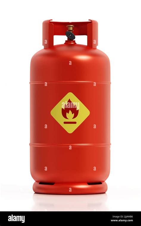 Red Gas Cylinder With Flamable Label Isolated On White Background 3d