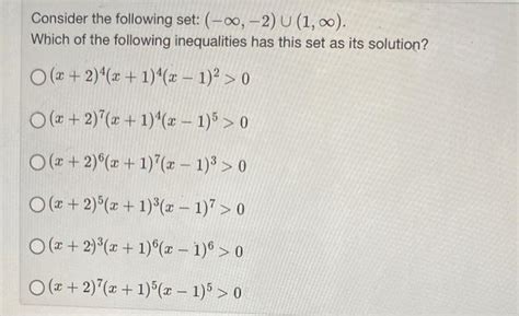 Solved Consider The Following Set 2 1 Which Of Chegg Com
