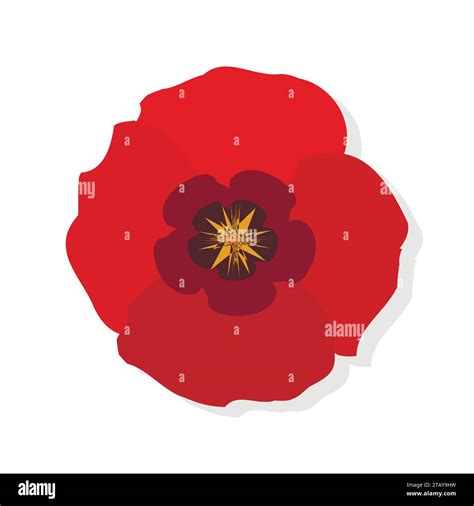 Poppy Flower Flat Icon Red Poppies On White Background Vector Illustration Stock Vector Image