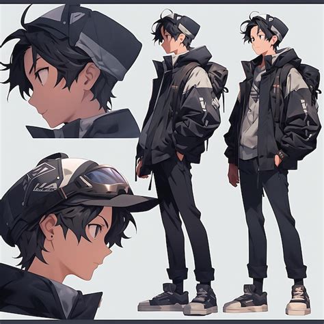 Premium Ai Image Hand Drawn Short Male With A Leather Jacket And