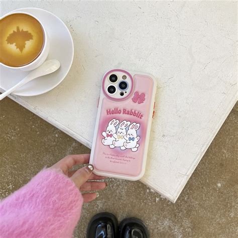 아이폰 가죽 토끼 핑크 리본 키치 귀여운 유니크 러블리 풀커버 우정 친구 생일 선물 애플 휴대폰 핸드폰 폰 케이스 아이폰케이스 11 12 프로 13 프로맥스 14 15 플러스