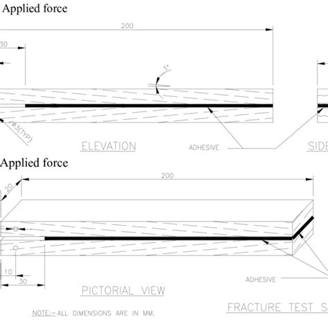 2 Dimension Of Fracture Cleavage Test Specimen For Mode I Fracture