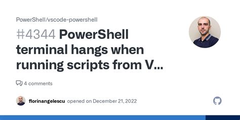 powershell terminal hangs when running scripts from vs code · issue