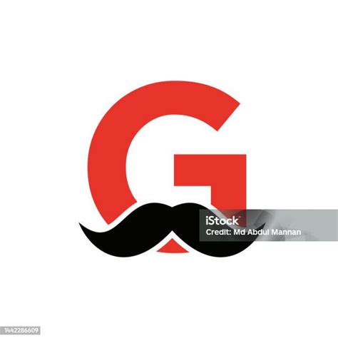 편지 G 이발소 로고 디자인 헤어스타일리스트 로고타입 콧수염 스타일과 패션 심볼 0명에 대한 스톡 벡터 아트 및 기타 이미지
