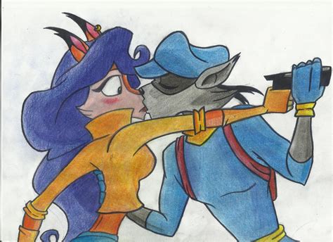 Sly Kisses Carmelita Again Coloured By Gosiab12 On Deviantart