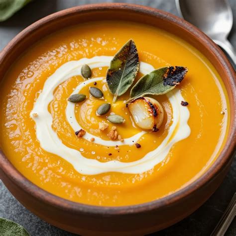 Creamy Butternut Squash Soup With Sage And Roasted Garlic Homedishkitchen